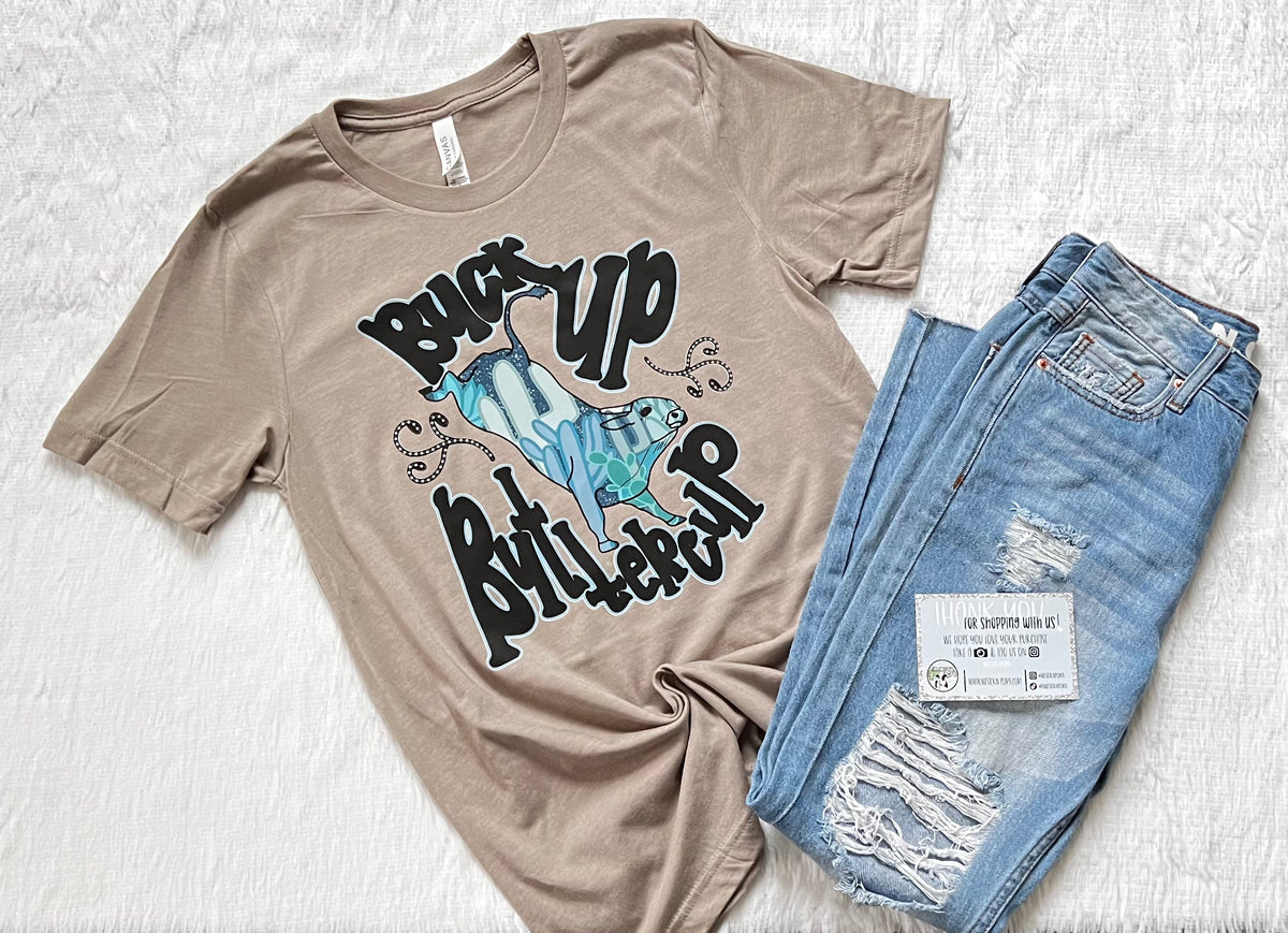 Buck Up Buttercup Tee – western poms